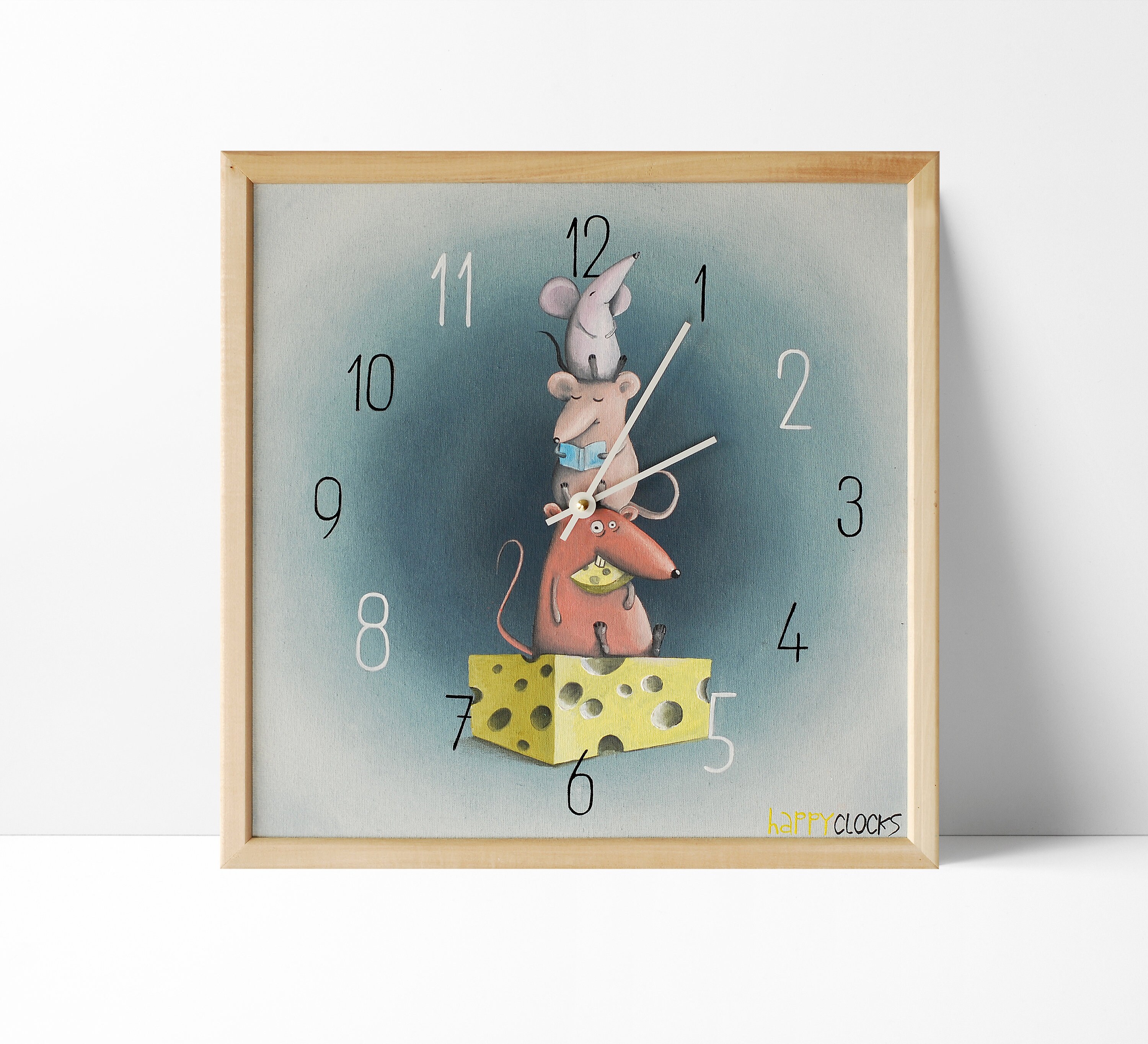 Kids mice wall clock Childrens room clock Kids clock with | Etsy