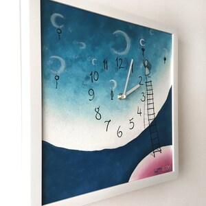 Moon Girl Wall Clock Celestial Clock Moon and Stars Illustrated Clock ...