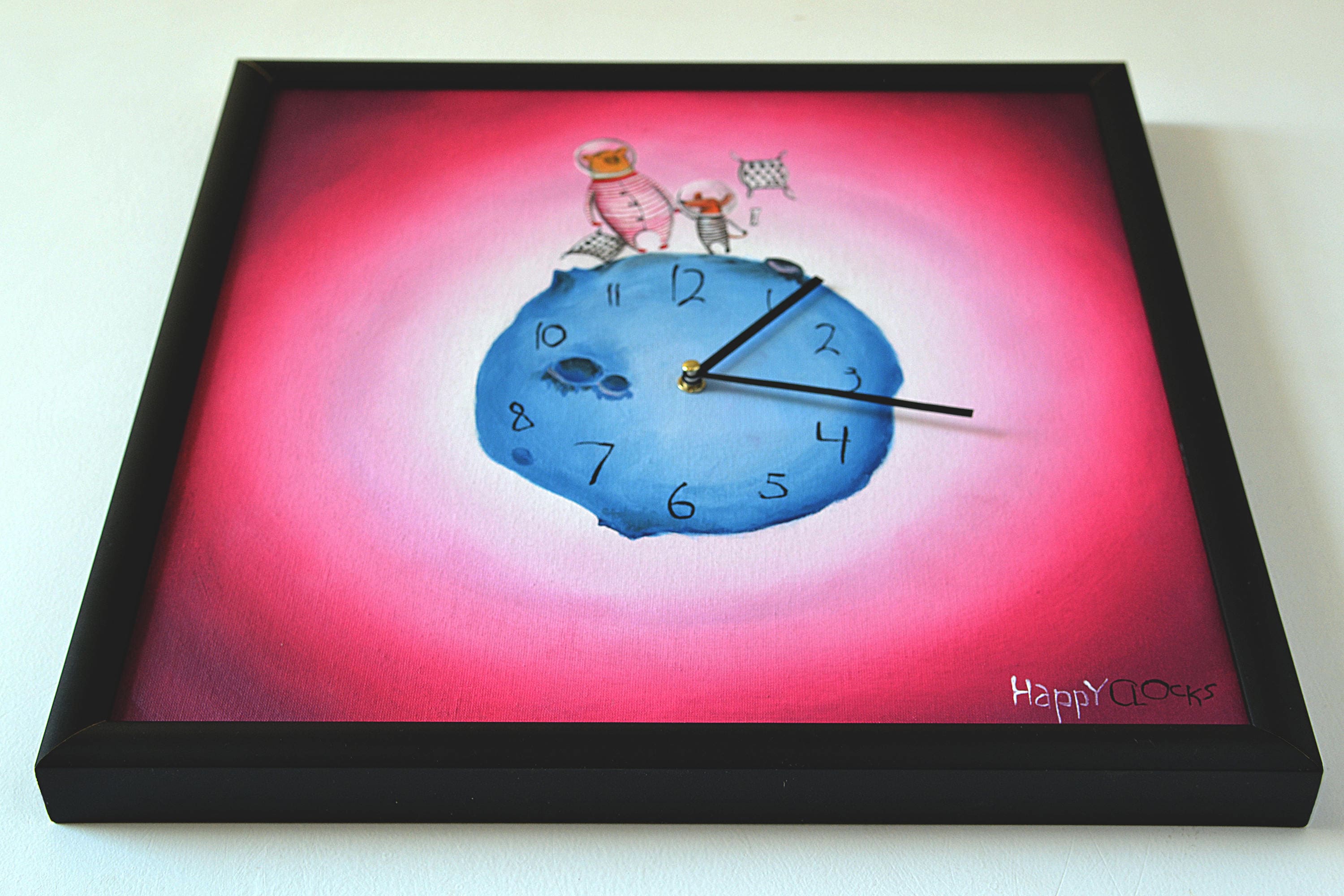 Moon wall clock Animal clock Bear and dog illustrated clock | Etsy