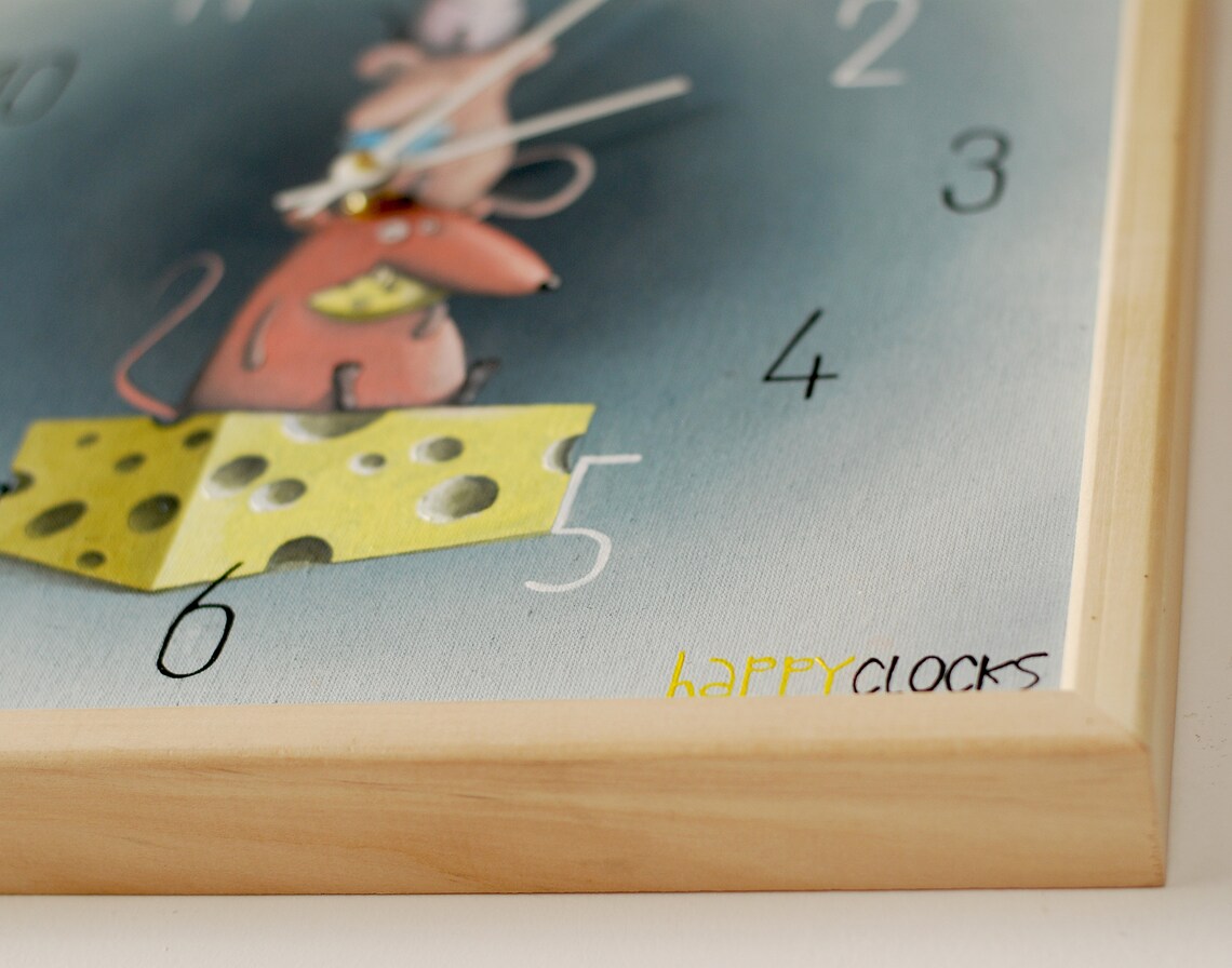 Kids mice wall clock Childrens room clock Kids clock with | Etsy