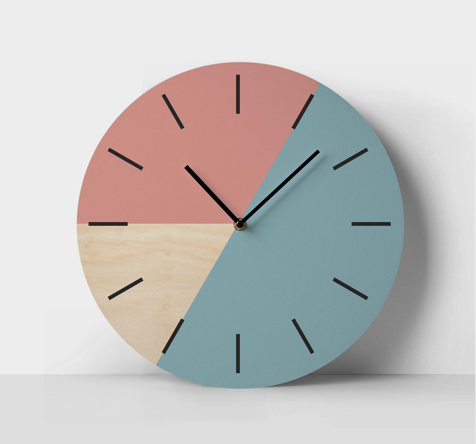 Color Block Wall Clock Faded Denim and Pale Pink Colour Block - Etsy