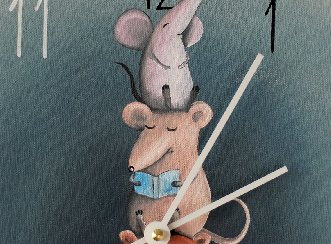 Kids mice wall clock Childrens room clock Kids clock with | Etsy