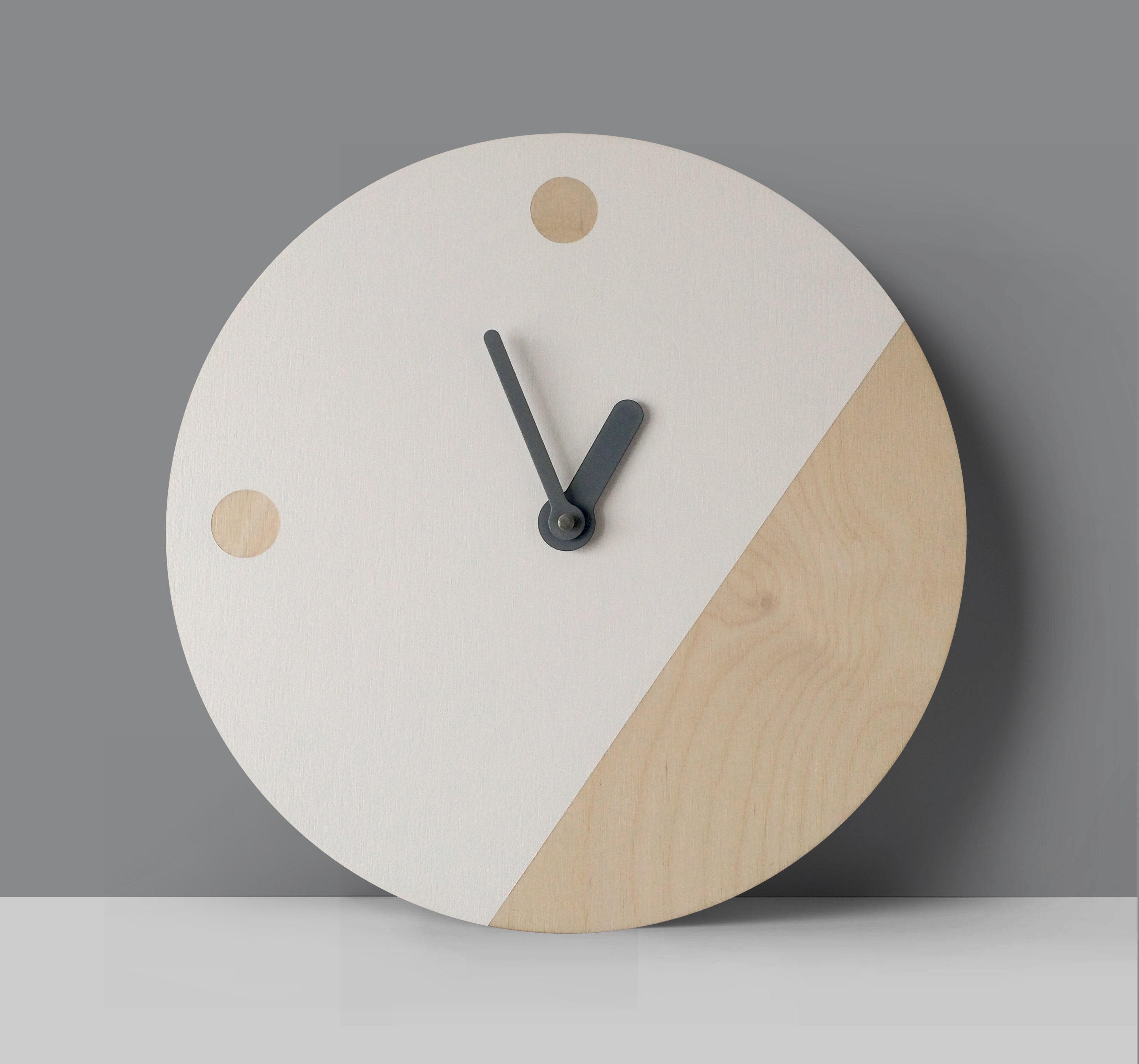 Scandi Wooden Wall Clock Minimalist White Clock With Wooden | Etsy