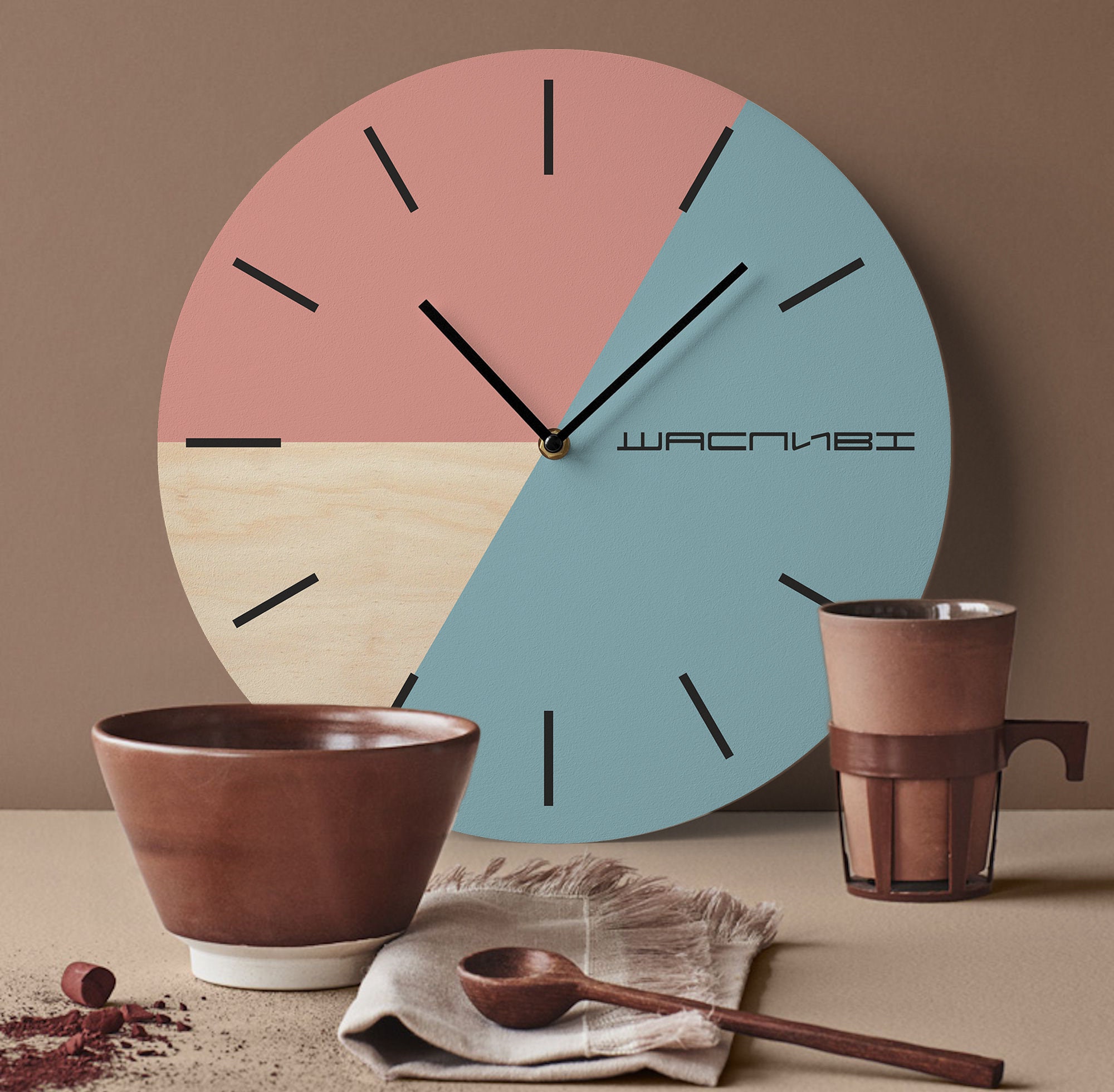 Color Block Wall Clock Faded Denim and Pale Pink Colour Block - Etsy
