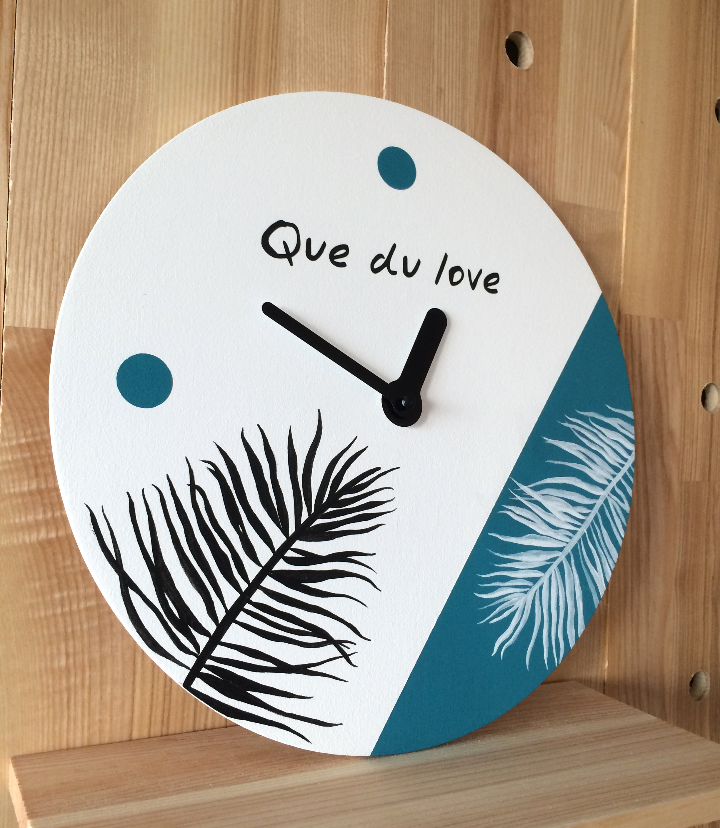 Tropical leaf wall clock Black and white palm tree decor Palm | Etsy