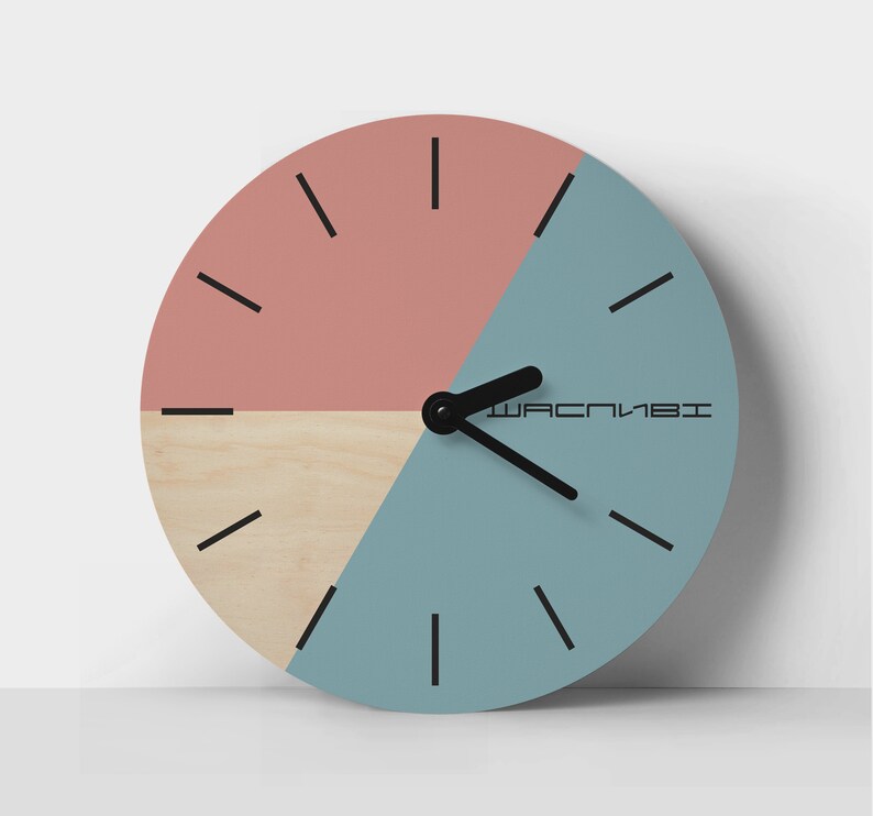 Color Block Wall Clock Faded Denim and Pale Pink Colour Block - Etsy