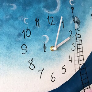 Moon Girl Wall Clock Celestial Clock Moon and Stars Illustrated Clock ...