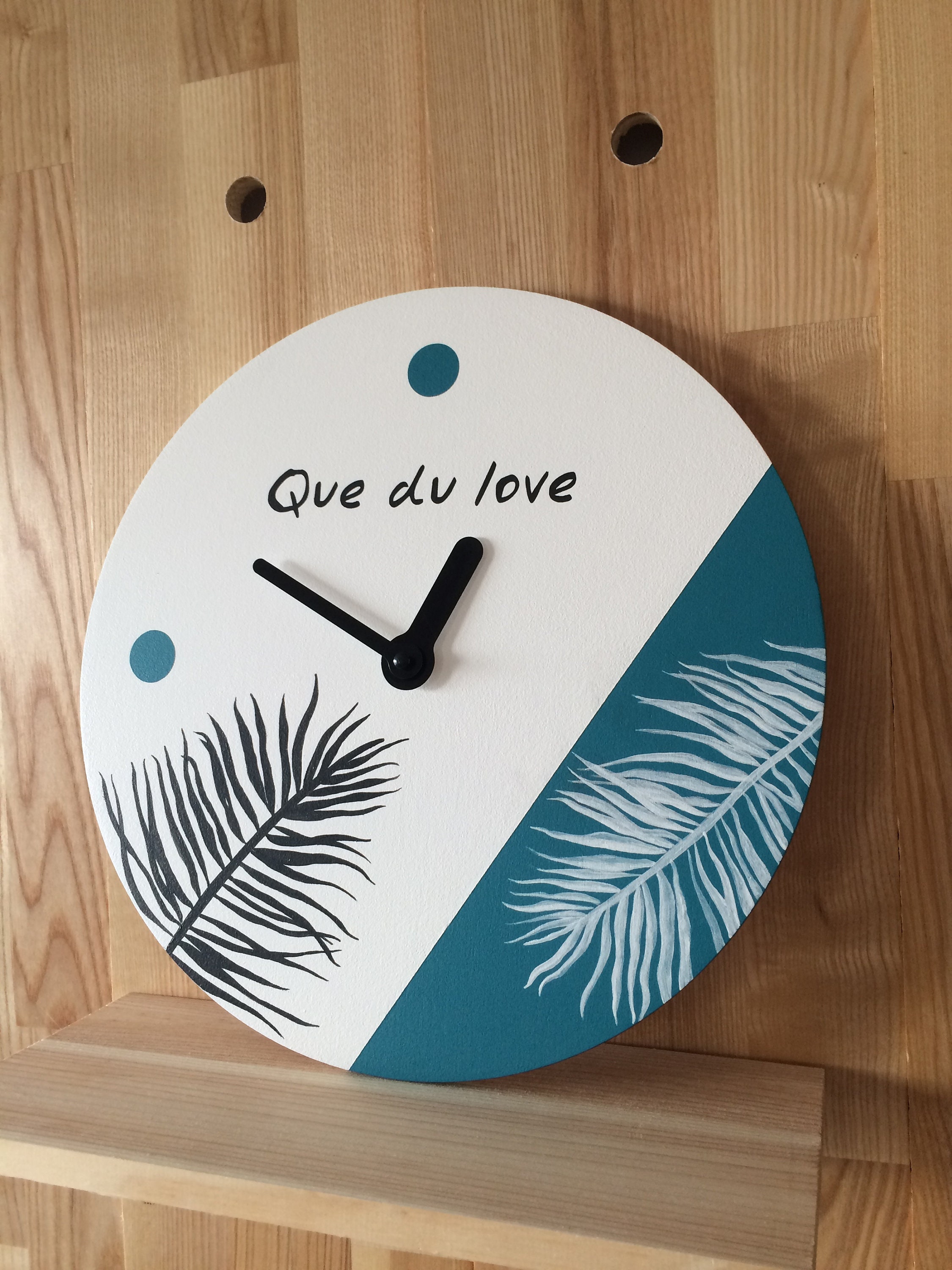 Tropical leaf wall clock Black and white palm tree decor Palm | Etsy