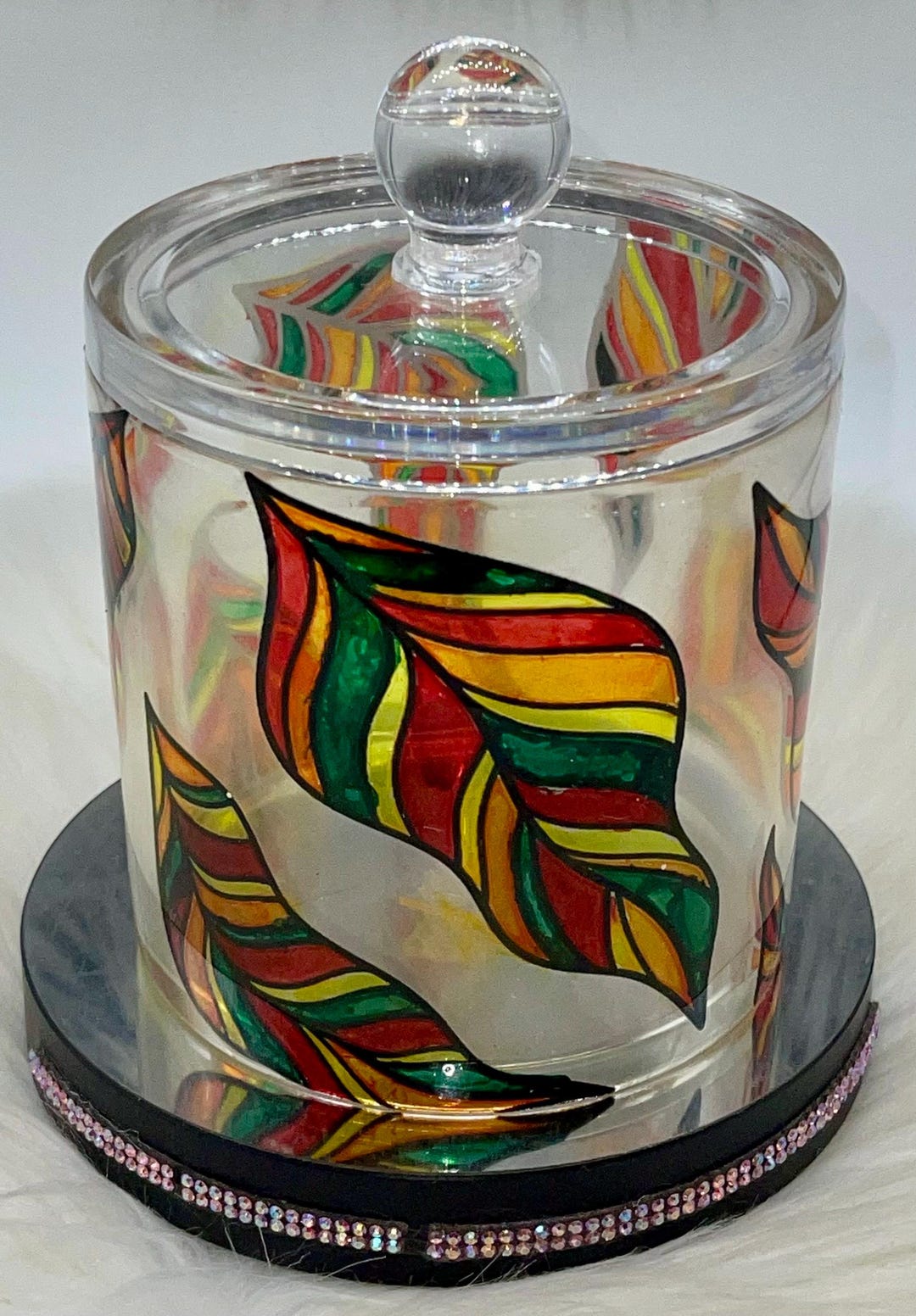 Hand Painted Epoxied Leaf Apothecary Jar - Etsy
