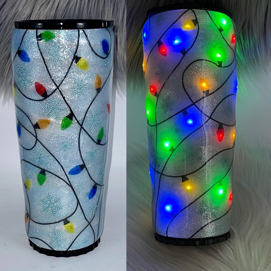 Christmas Tumbler, Lights Up, Stainless Steel 20oz Adapted With Battery ...
