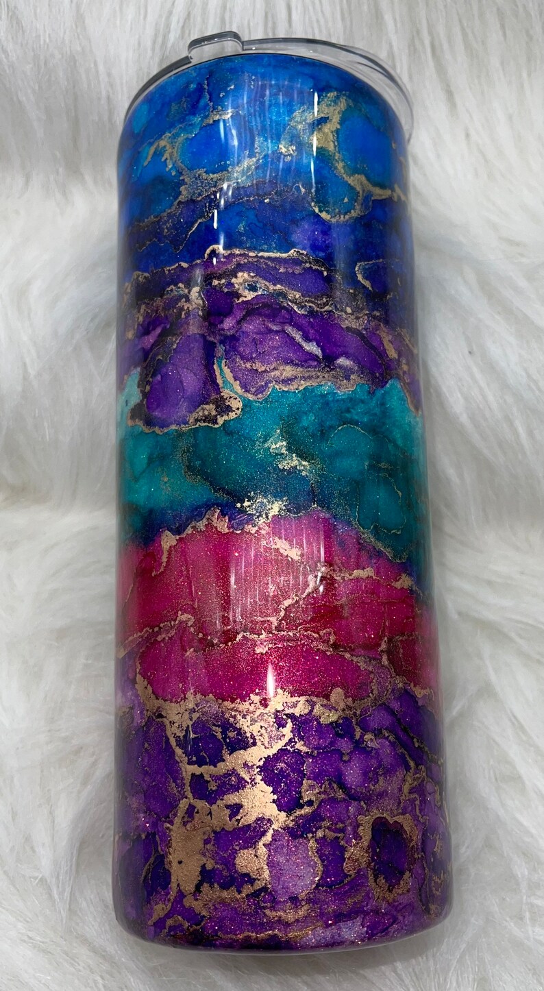 25oz Straight Stainless Steel Custom Alcohol Ink Marbled Glitter ...