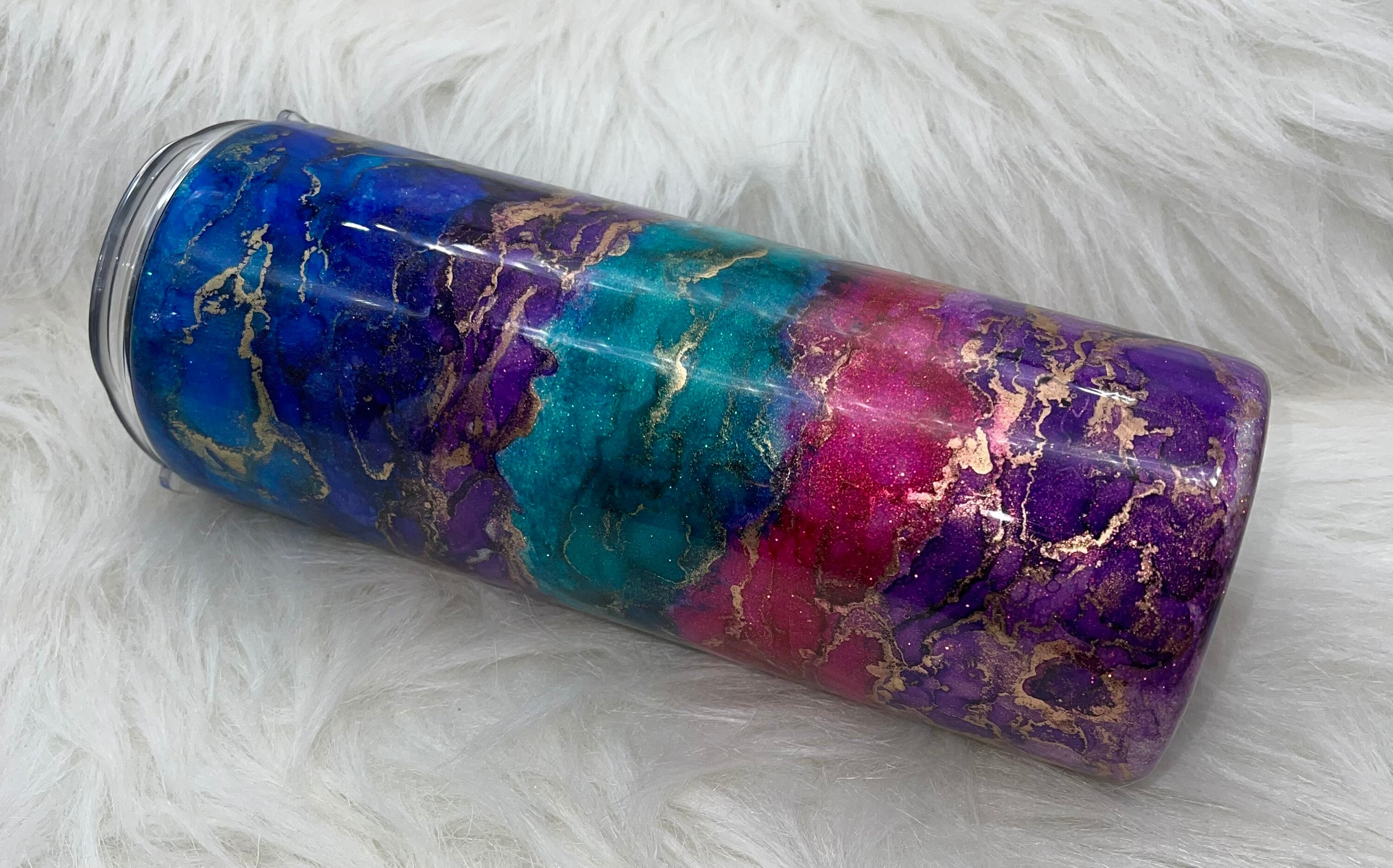 25oz Straight Stainless Steel Custom Alcohol Ink Marbled Glitter ...