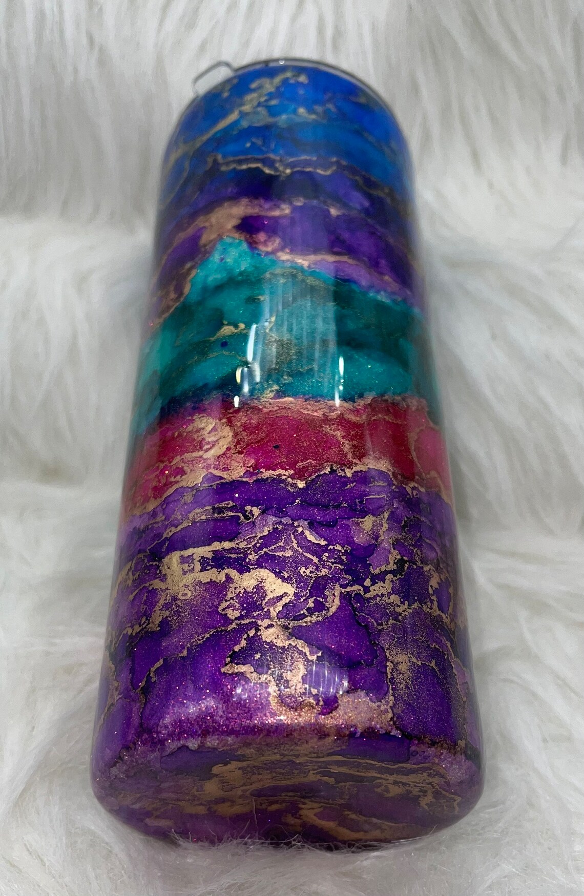 25oz Straight Stainless Steel Custom Alcohol Ink Marbled Glitter ...