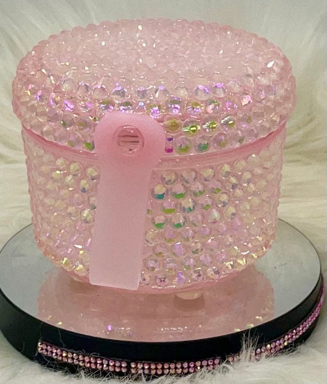 Custom No Leak Pink Glitter and Aurora Crystallized Denture Bath ...