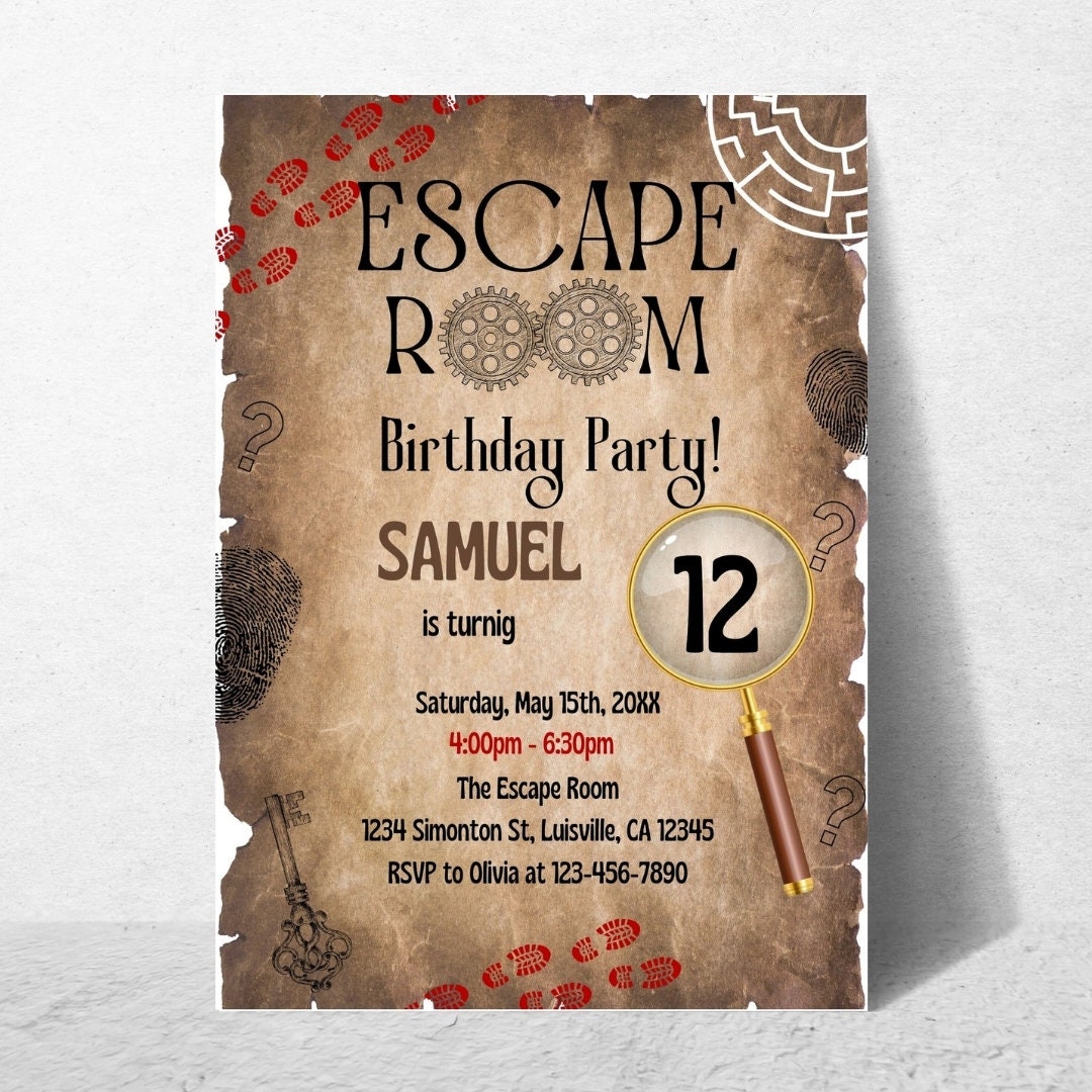 Escape Room Birthday Invitation Template Editable in Canva Printable ...