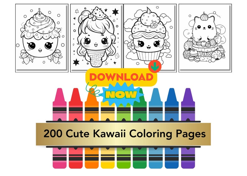 200 Cute Kawaii Coloring Pages for Kids and Adults Instant Download ...