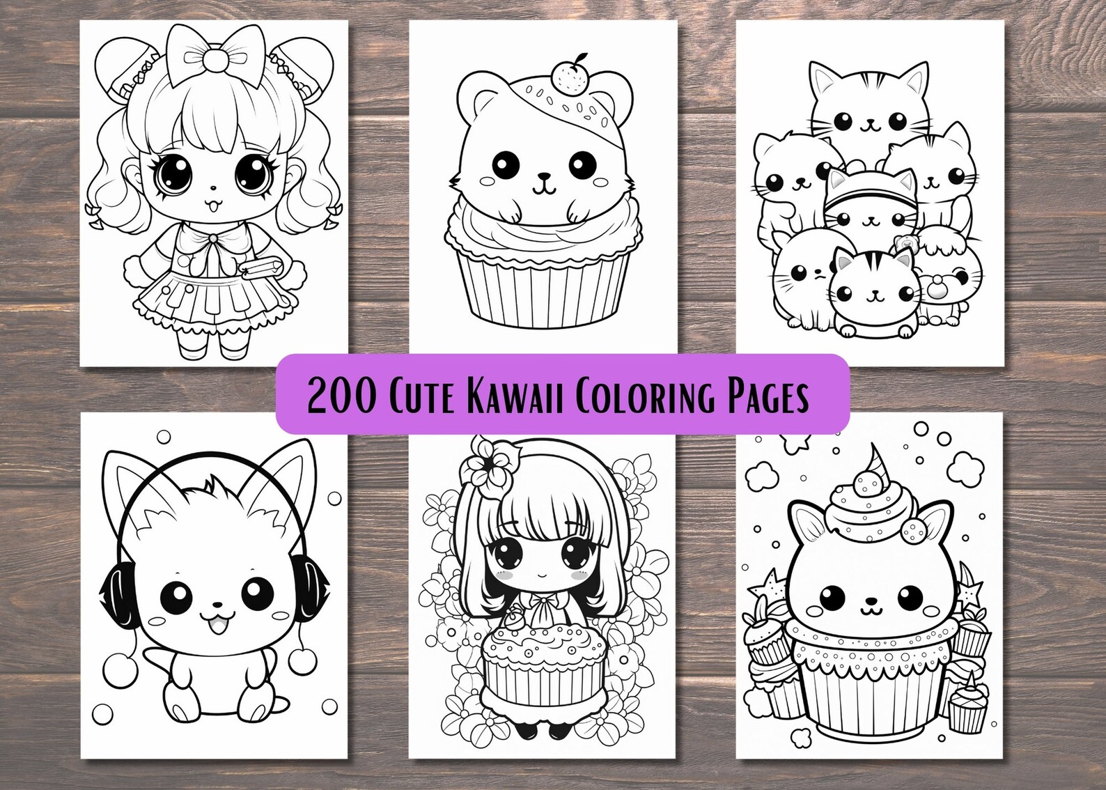 200 Cute Kawaii Coloring Pages for Kids and Adults Instant Download ...