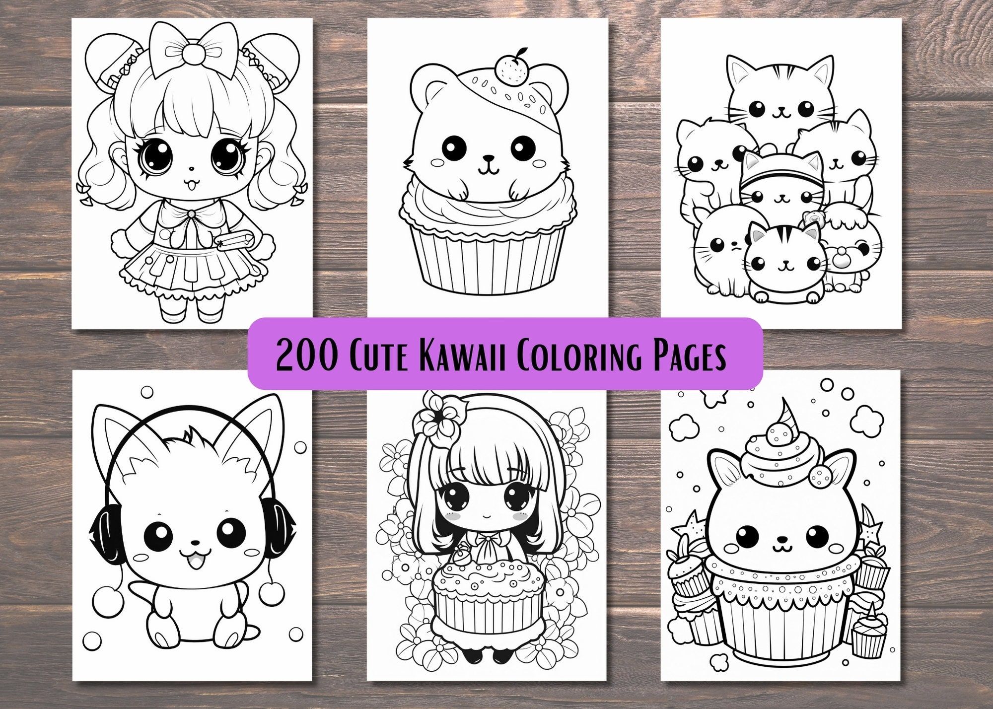 200 Cute Kawaii Coloring Pages for Kids and Adults Instant Download ...