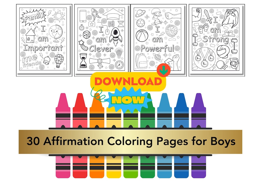 Affirmation Coloring Pages for Boys, Printable Coloring Pages, Coloring ...