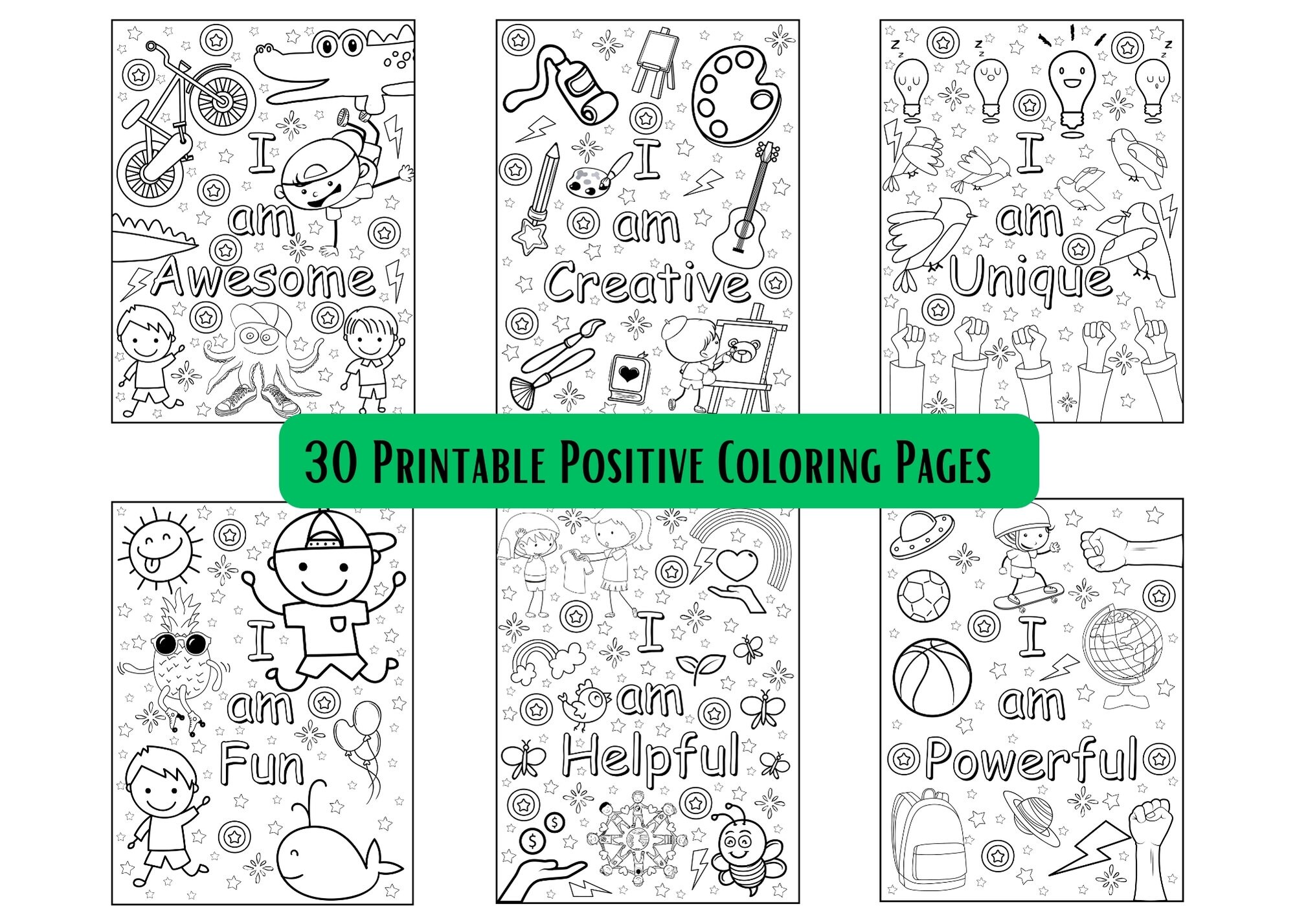 Affirmation Coloring Pages for Boys, Printable Coloring Pages, Coloring ...