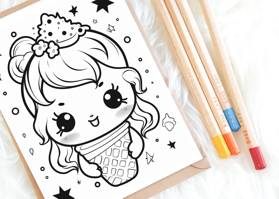 200 Cute Kawaii Coloring Pages for Kids and Adults Instant Download ...