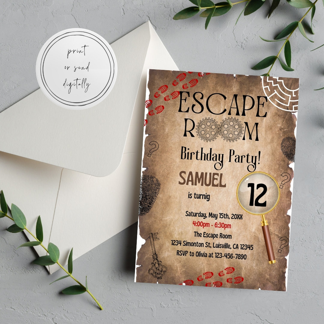 Escape Room Birthday Invitation Template Editable in Canva Printable ...