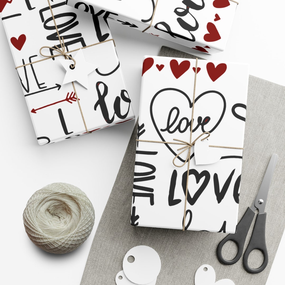 Love Valentine's Day Gift Wrap Papers, Retro Valentine Wrapping Paper ...