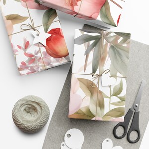 Boho Peony Floral Pattern Gift Wrap Papers, Boho Peony Wrapping Paper ...