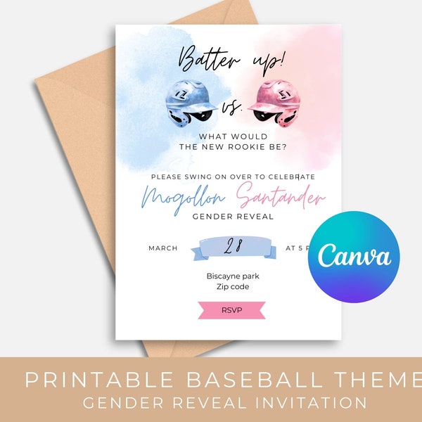 Baseball Gender Reveal Invitation - Etsy