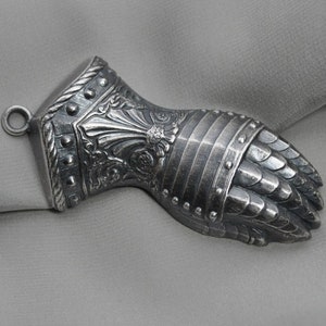 French Medieval Style Knights Armor Hand Pendant Brass Stamping Antique ...