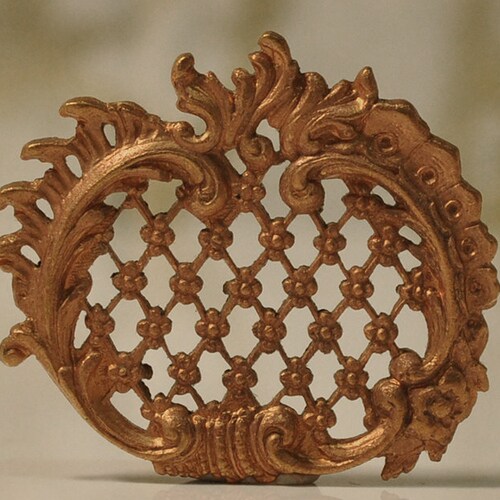 Vintage French Lace Filigree Raw Brass Stamping Rococo Louis - Etsy