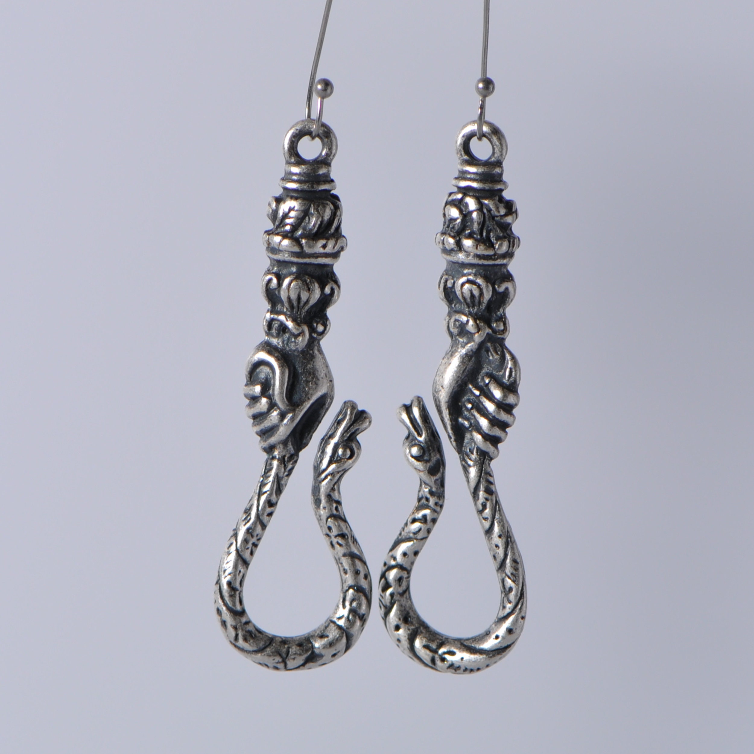 Vintage Sterling Silver Plated Metal Hand Holding a Serpent Pocket ...
