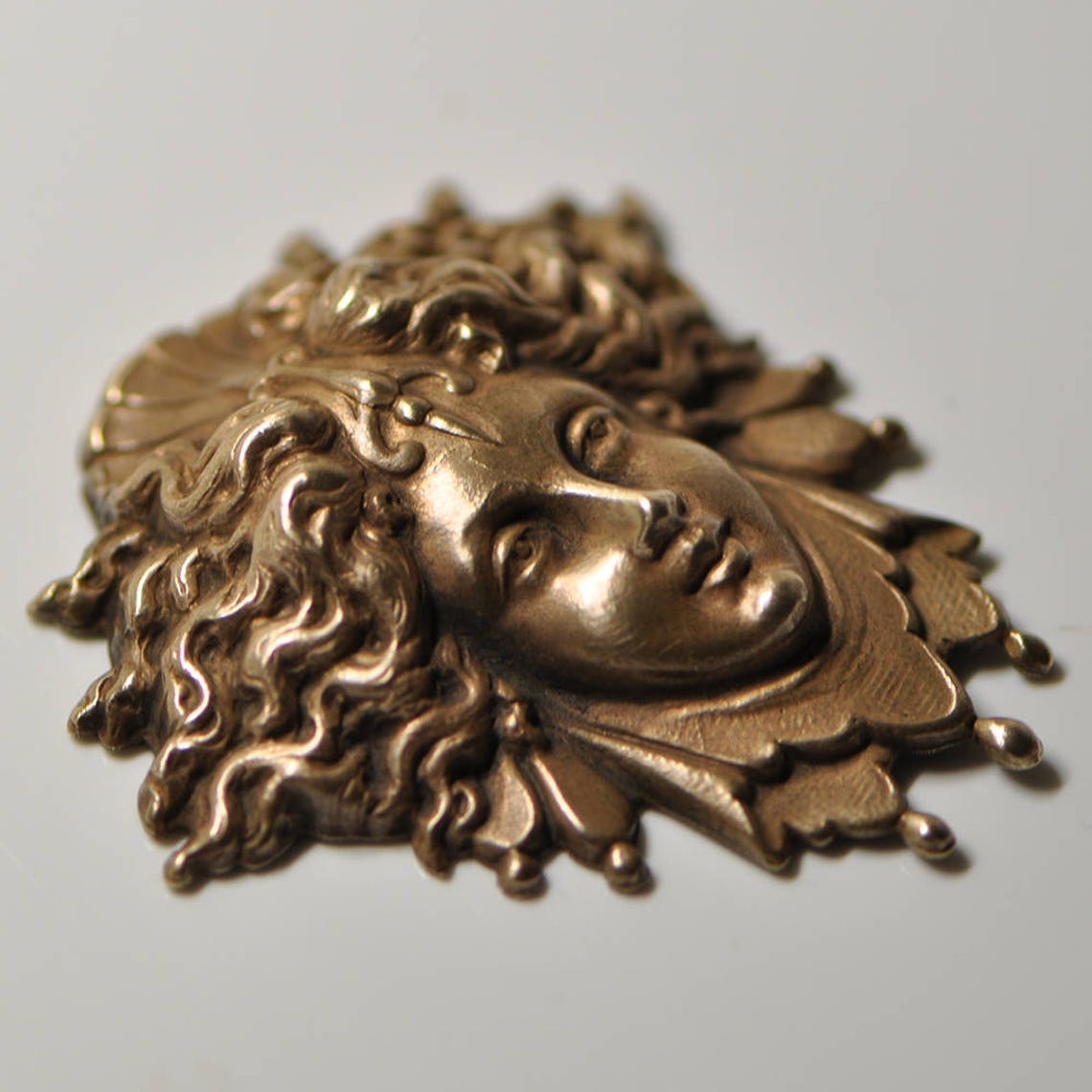 French Mystic Goddess Brass Stamping Antique Rococo Style Jester's ...