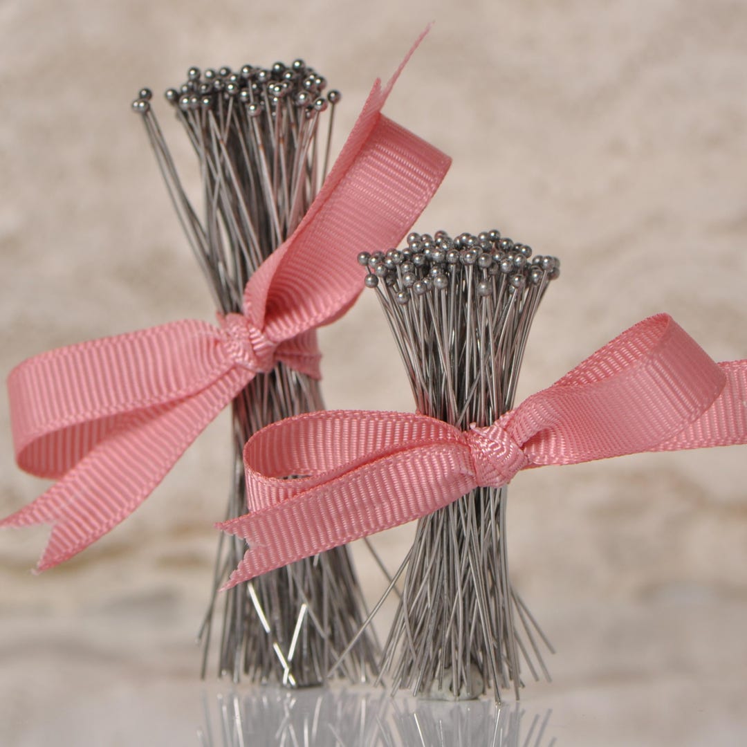 2 Sizes Long Ball Head Pins Stainless Steel Dull Silver Vintage Look ...