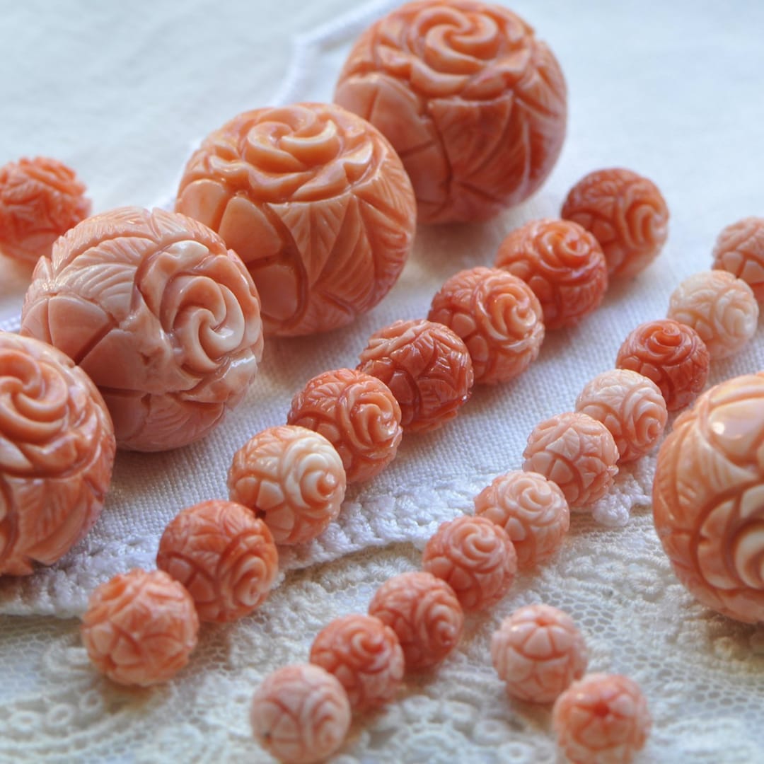 Faux Hand Carved Shell or Coral Asian Vintage Style Roses 3 Sizes - Etsy