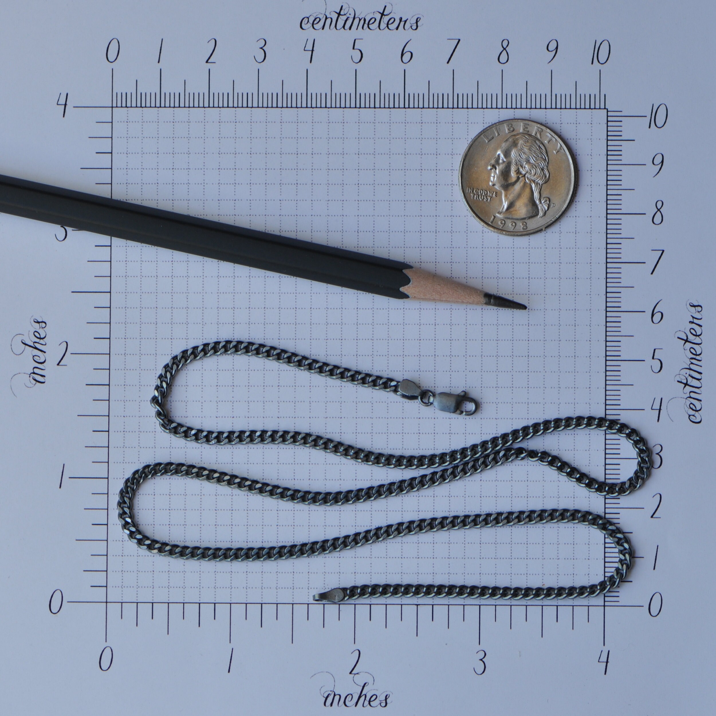 19 Inch Long Sterling Silver Curb Chain Necklace 3mm Wide | Etsy