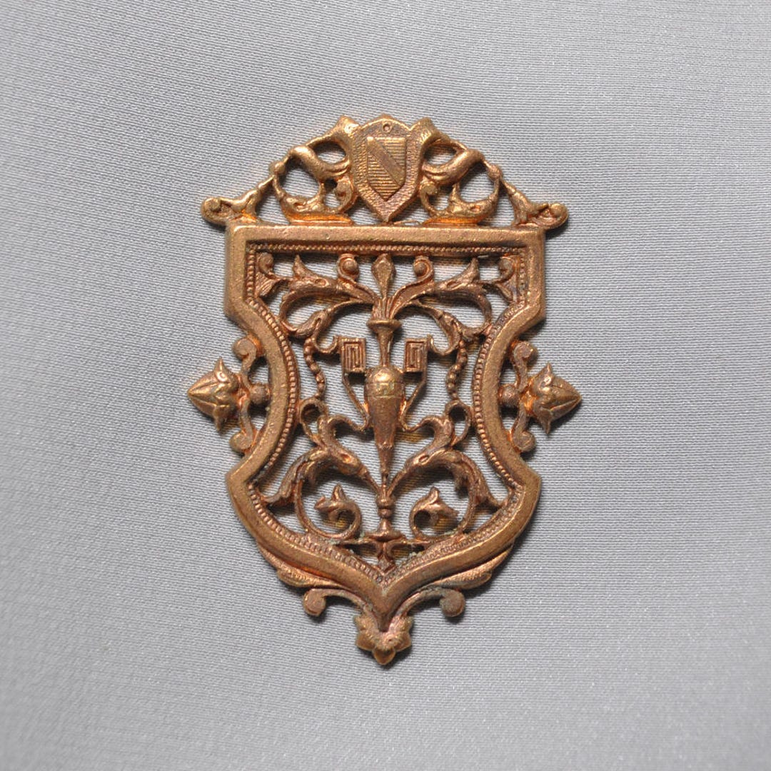 Vintage French Filigree Shield Pendant or Charm Finding 1 Piece Made in ...