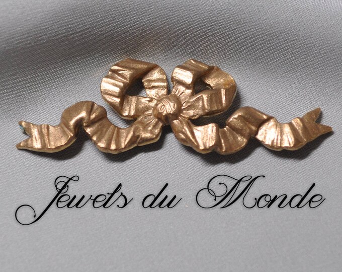 Vintage French Louis XV Quinze Rococo Ornate Ribbon Bow Brass Die ...