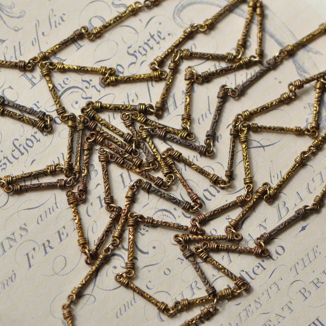 18 Inches Vintage Bar Chain 46 Cm Long Embossed Patterned - Etsy