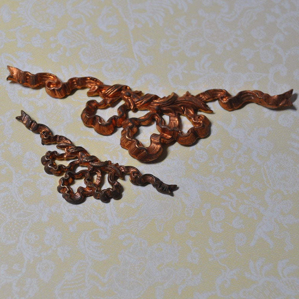 Vintage French Louis XV Quinze Rococo Ornate Ribbon Bow Brass - Etsy