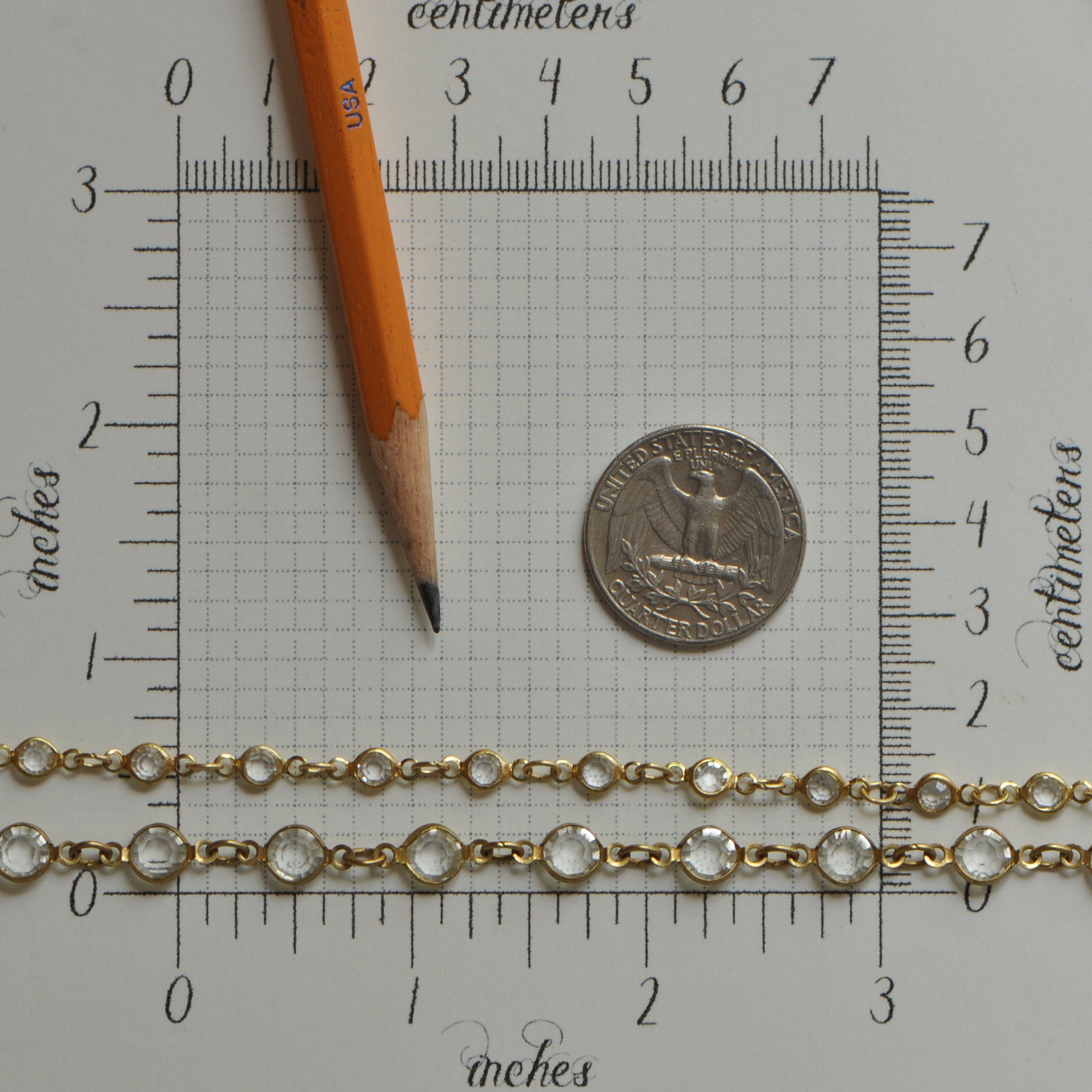 1 Foot by 4 Mm or 6 Mm Delicate Bezel Set Crystal & Brass - Etsy