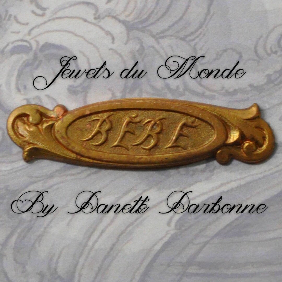 Vintage French Bébé Art Nouveau Raw Brass Stamping Bar Pin Barrette or ...