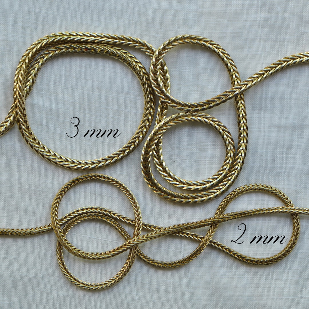 3 Feet of 2 or 3 Mm Square Foxtail Chain Plus End Caps Raw Brass Gold ...