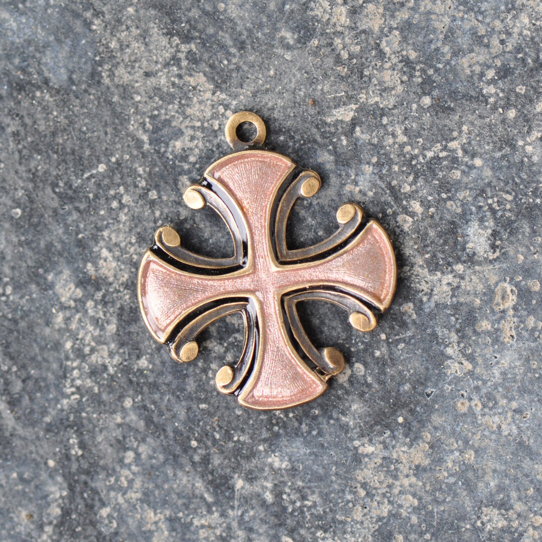 Small Maltese Cross Medieval Gothic Style Rose Gold & Black Surfer's ...