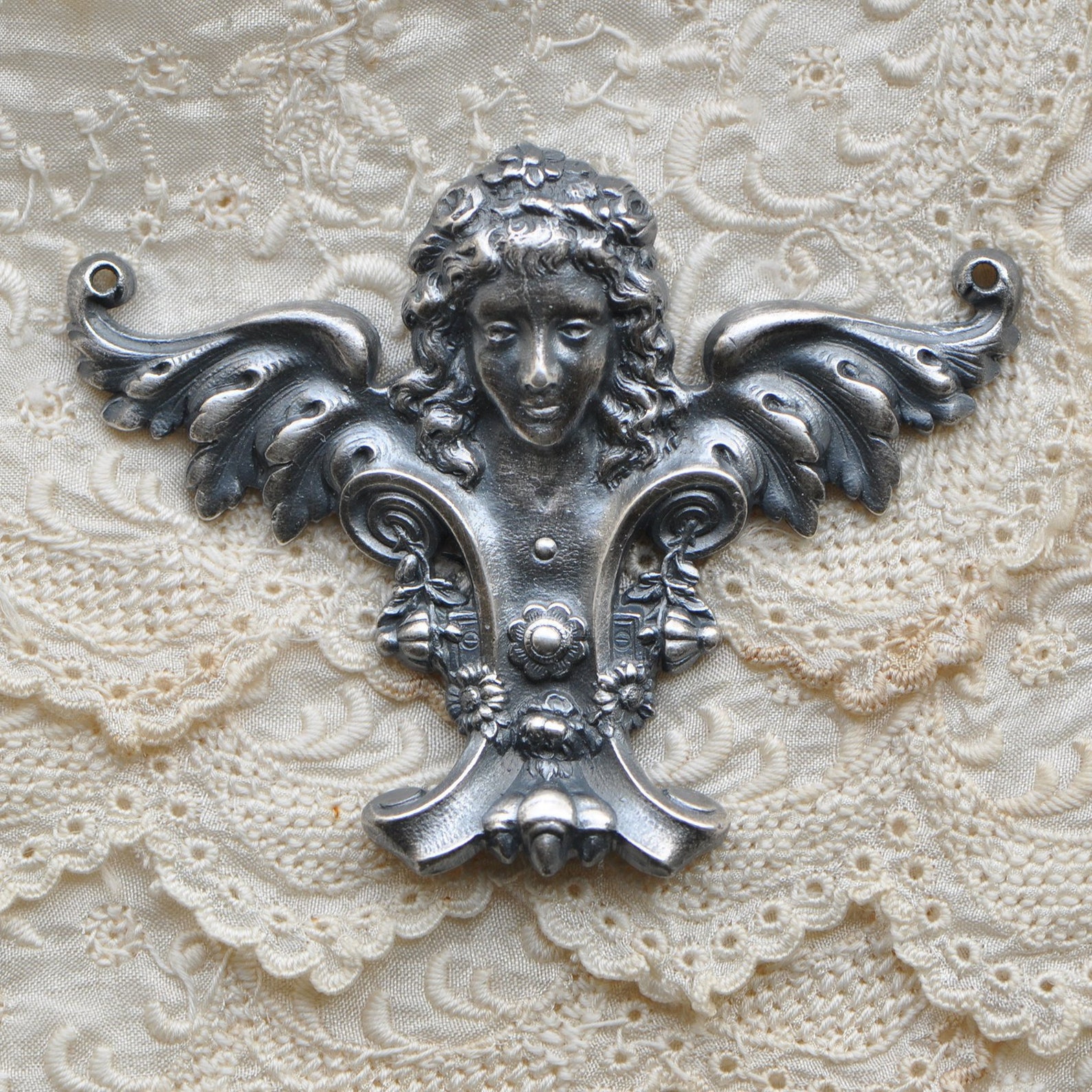 Vintage French Winged Claw Footed Goddess Acanthus Leave Wings Sterling ...