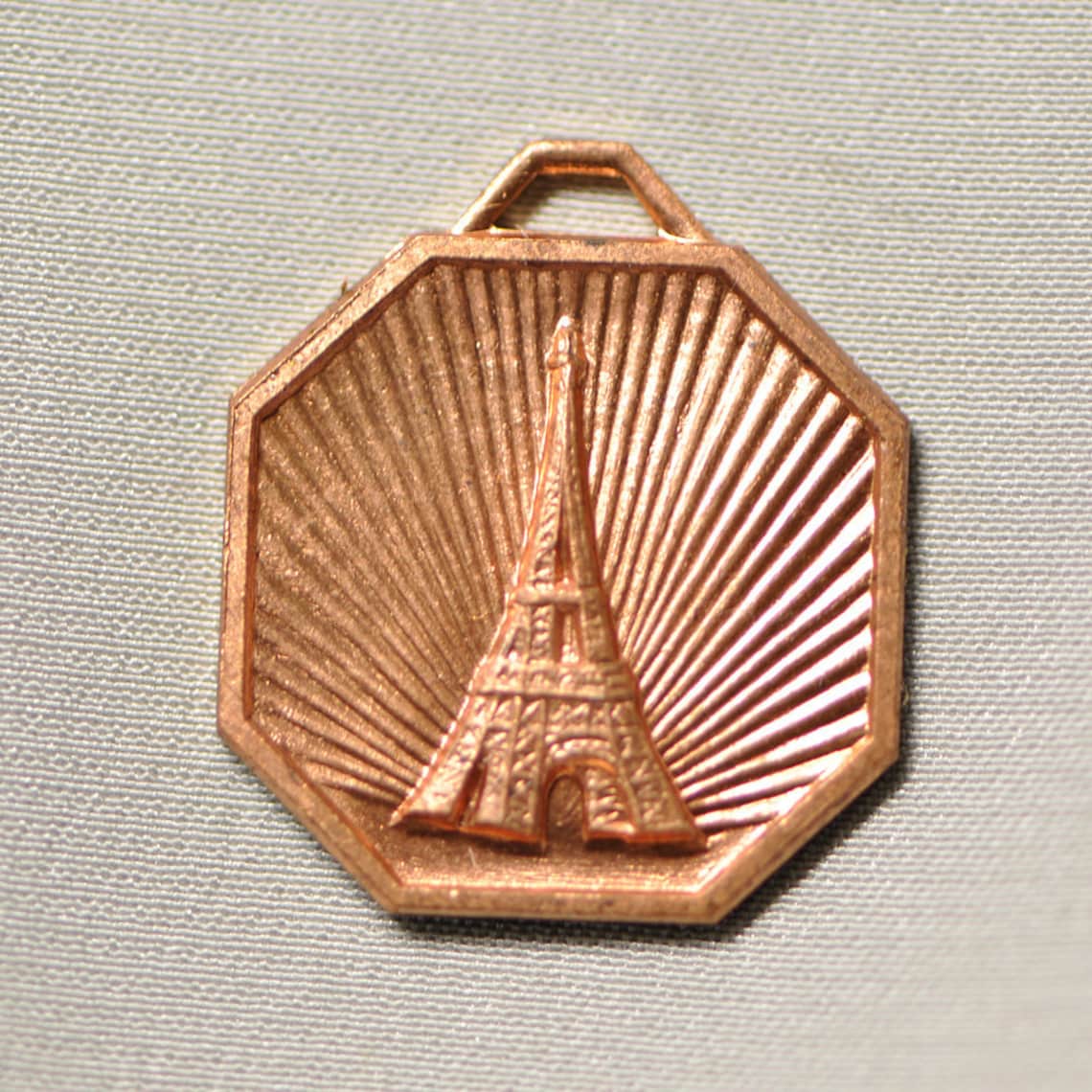 Small French Eiffel Tower Enameled Medal Raw Brass Gold Toned | Etsy