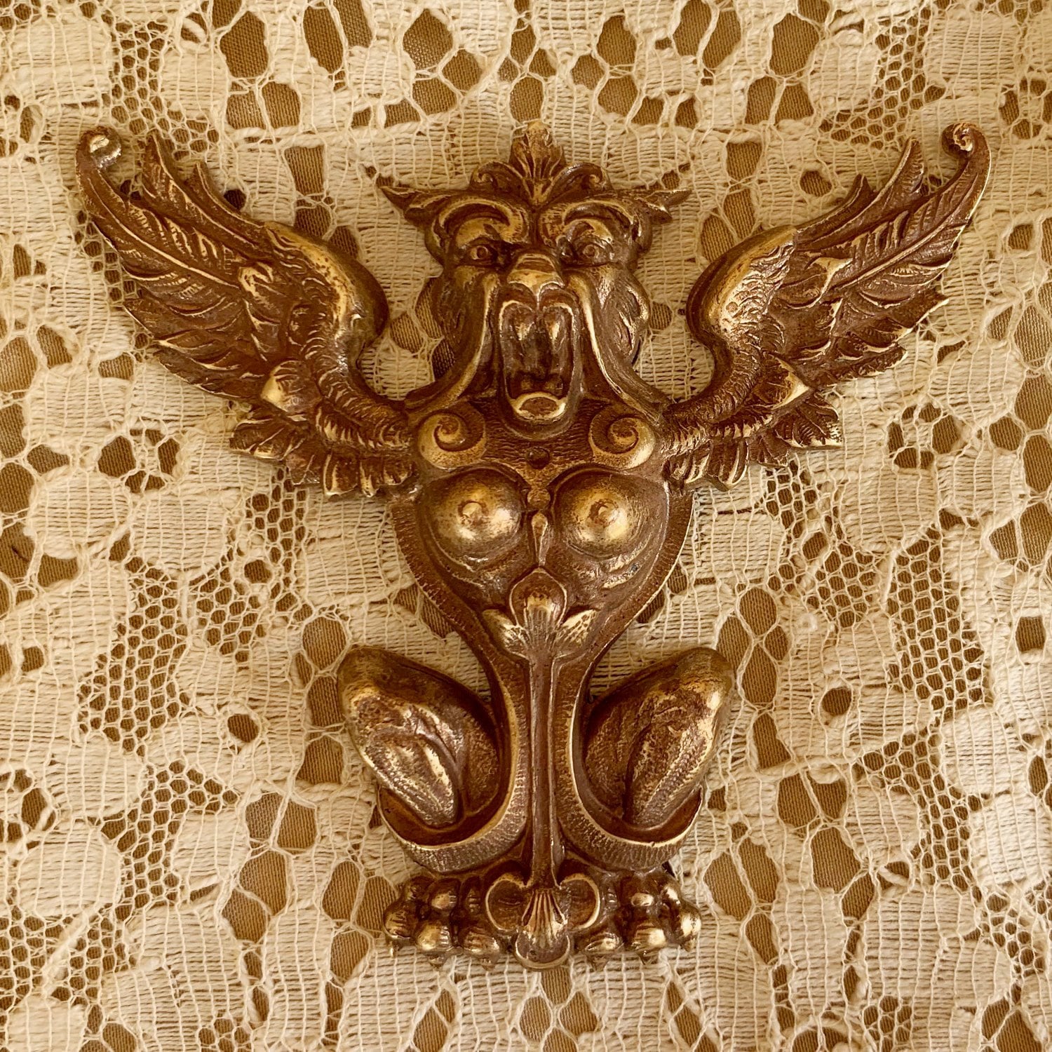 Vintage French Griffin Winged Claw Footed Lion Solid Raw Brass Stamping ...