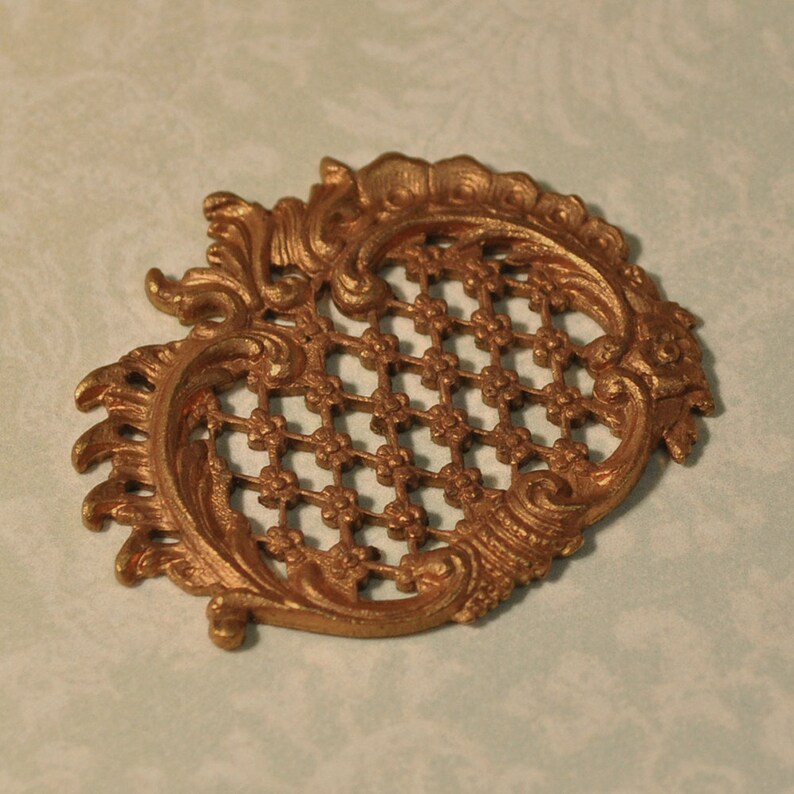 Vintage French Lace Filigree Raw Brass Stamping Rococo Louis XV Style 1 ...