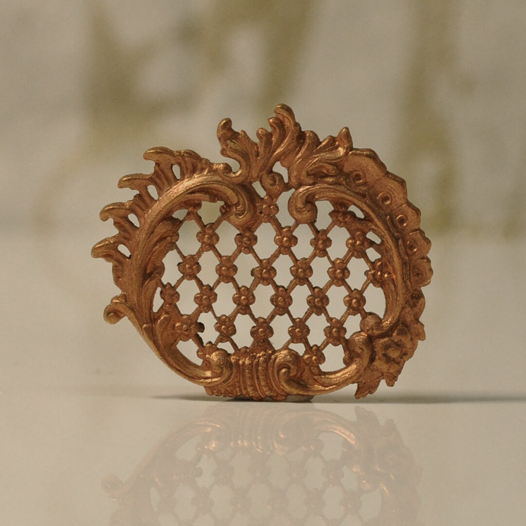 Vintage French Lace Filigree Raw Brass Stamping Rococo Louis XV Style 1 ...