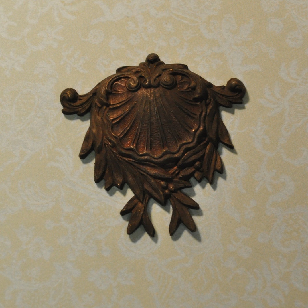 Antique French Ornate Rococo Style Brass Die Cast Pendant or Jewelry ...